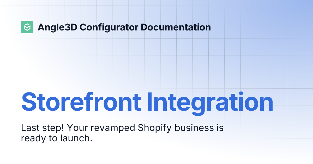 Storefront Integration | Angle3D Configurator Documentation