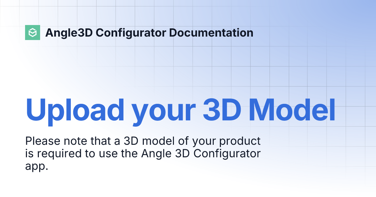 Upload your 3D Model | Angle3D Configurator Documentation